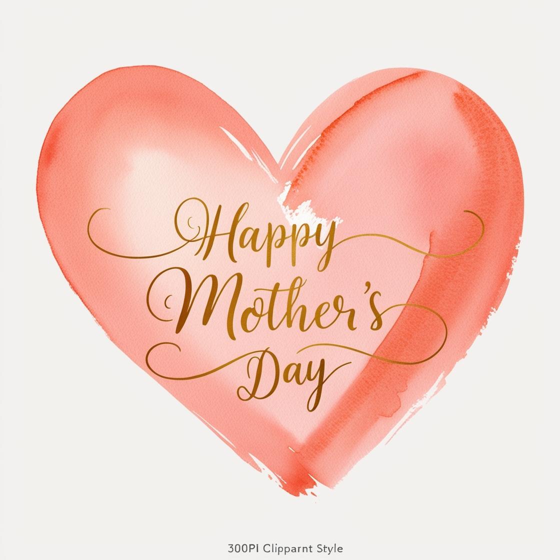 Peach Watercolor Heart Clipart PNG | Mother's Day Digital Download ...