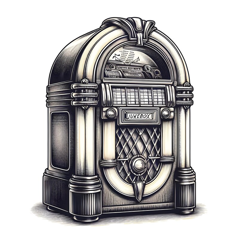 9 Retro Jukebox SVG Bundle - Sketch Style Party Clipart - 50s Diner ...