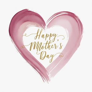Mauve Watercolor Heart Clipart PNG | Mother's Day Digital Download ...
