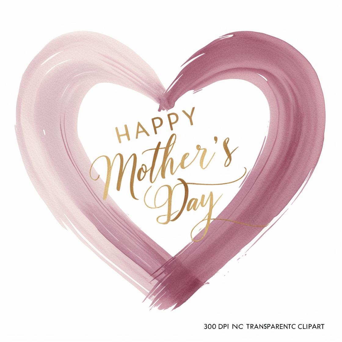 Mauve Watercolor Heart Clipart PNG | Mother's Day Digital Download ...