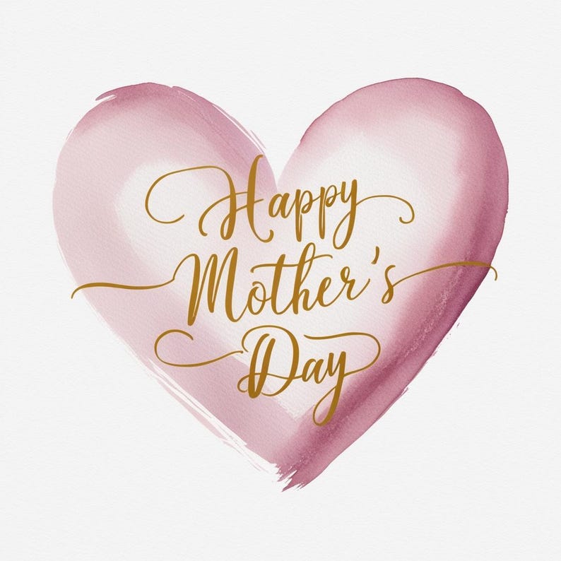 Mauve Watercolor Heart Clipart PNG | Mother's Day Digital Download ...