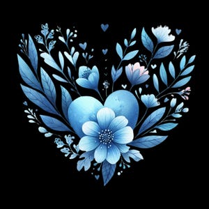 Blue Floral Love Heart Clipart PNG – Transparent Download for Mother's ...