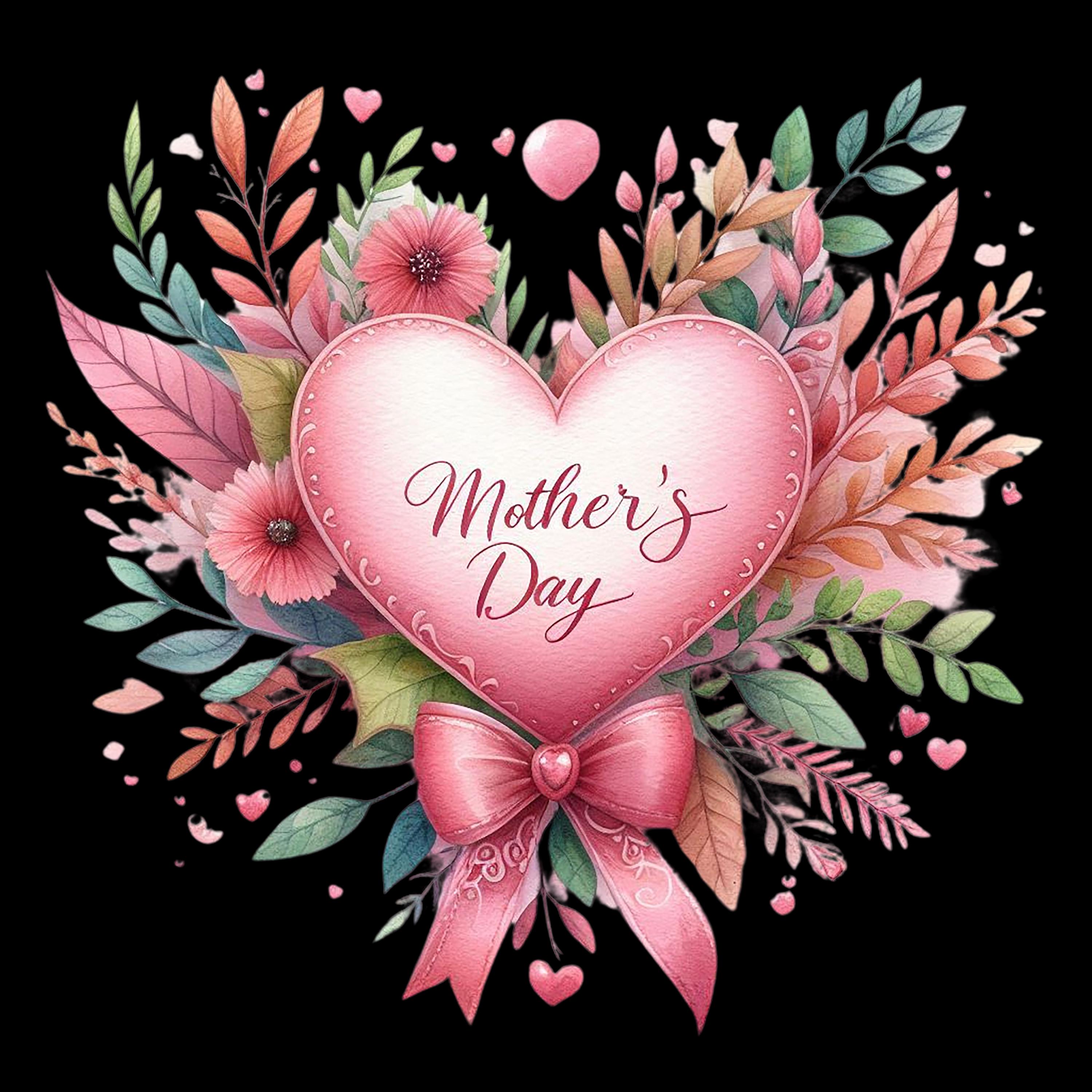 Pink Floral Love Heart Clipart PNG – Transparent Download for Mother's ...