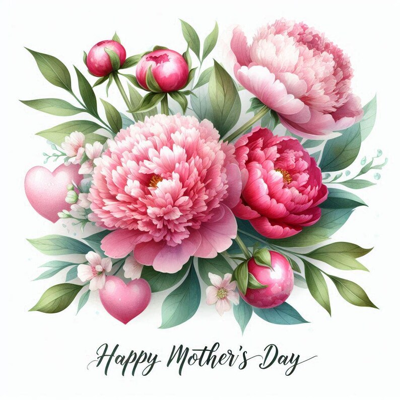 Mother's Day Peony Clipart PNG – Mom Day Peonies Floral Transparent ...