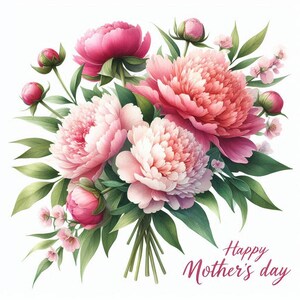 Mother's Day Peony Clipart PNG – Mom Day Peonies Floral Transparent ...