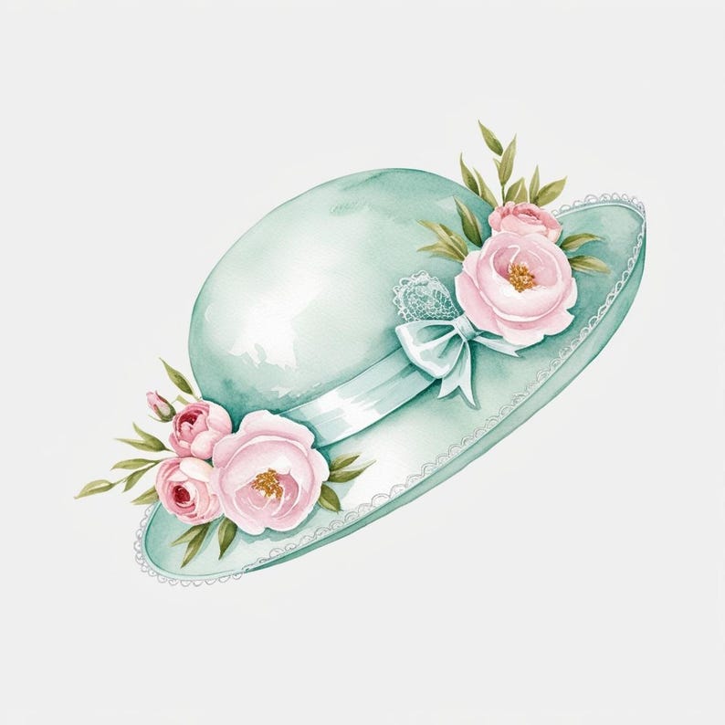 Vintage Tea Party Hat Clipart PNG | Mother's Day Digital Download ...