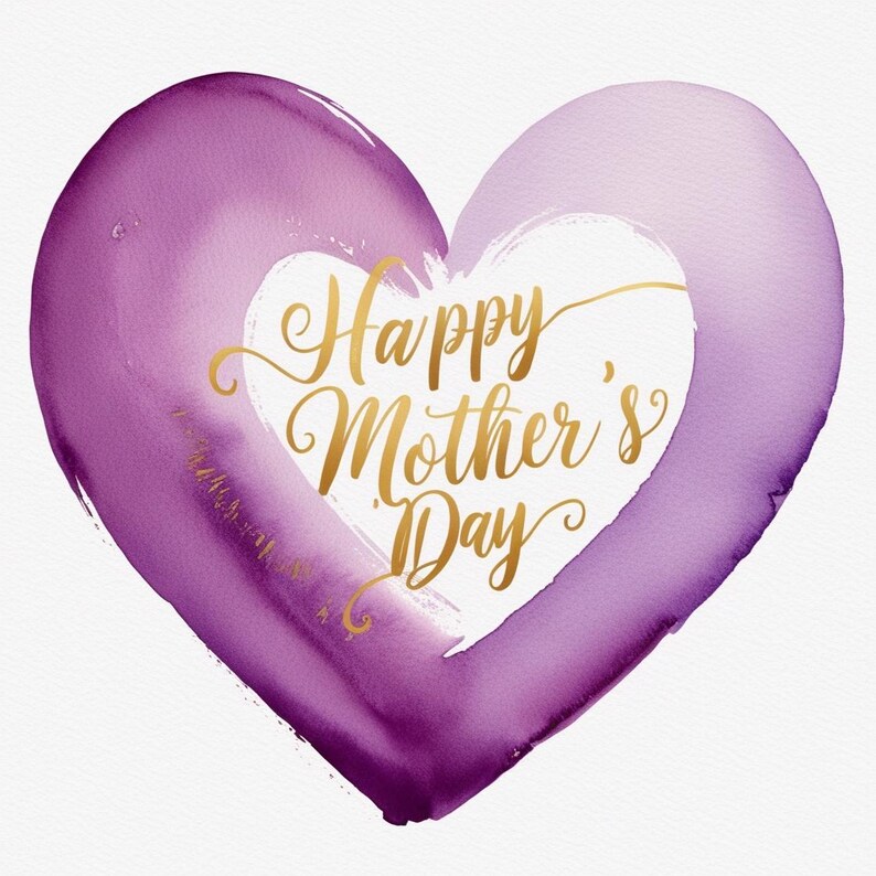 Mother’s Day Clipart PNG - Purple Watercolor Heart Digital Download ...