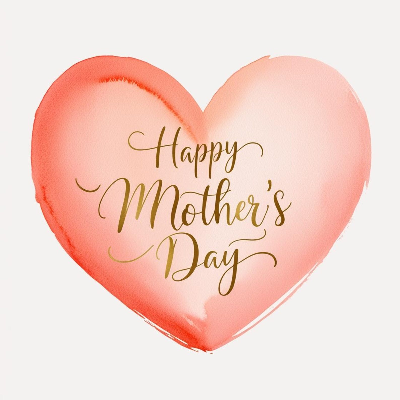 Peach Watercolor Heart Clipart PNG | Mother's Day Digital Download ...