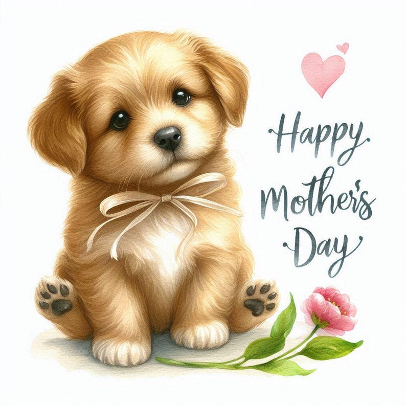 35 Watercolor Mother's Day Animals PNG – Cute Puppy, Rabbit & Cat ...