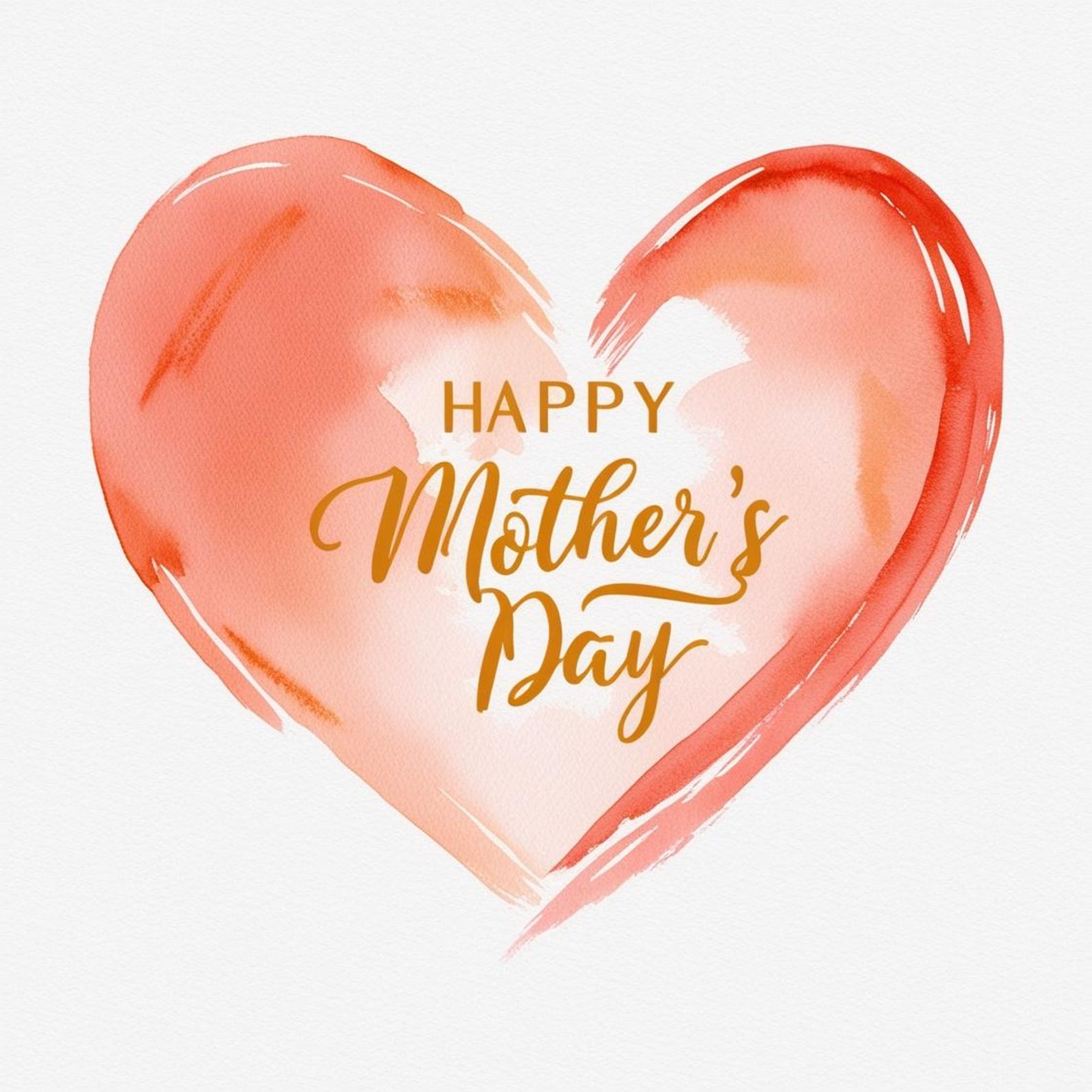 Peach Watercolor Heart Clipart PNG | Mother's Day Digital Download ...