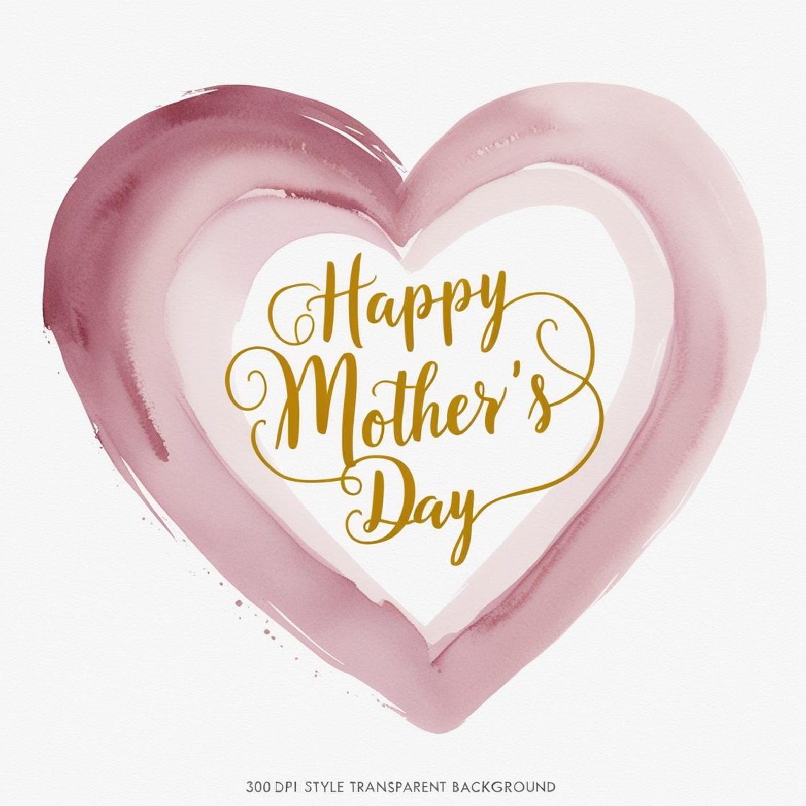 Mauve Watercolor Heart Clipart PNG | Mother's Day Digital Download ...