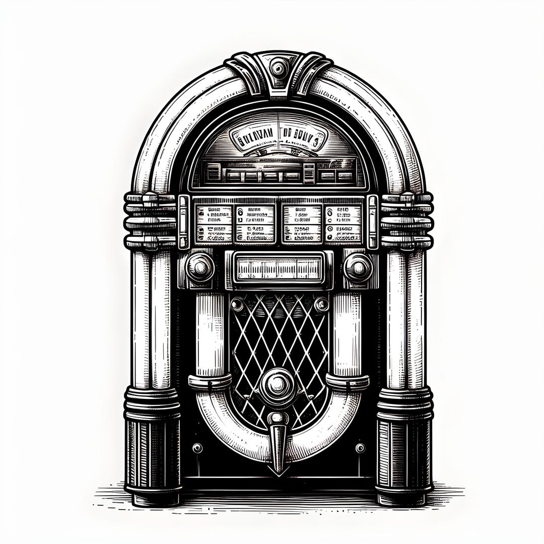 9 Retro Jukebox SVG Bundle - Sketch Style Party Clipart - 50s Diner ...