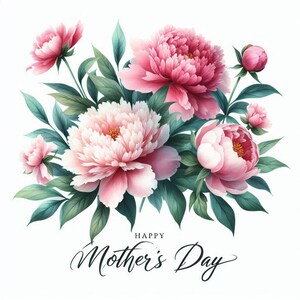 Mother's Day Peony Clipart PNG – Mom Day Peonies Floral Transparent ...