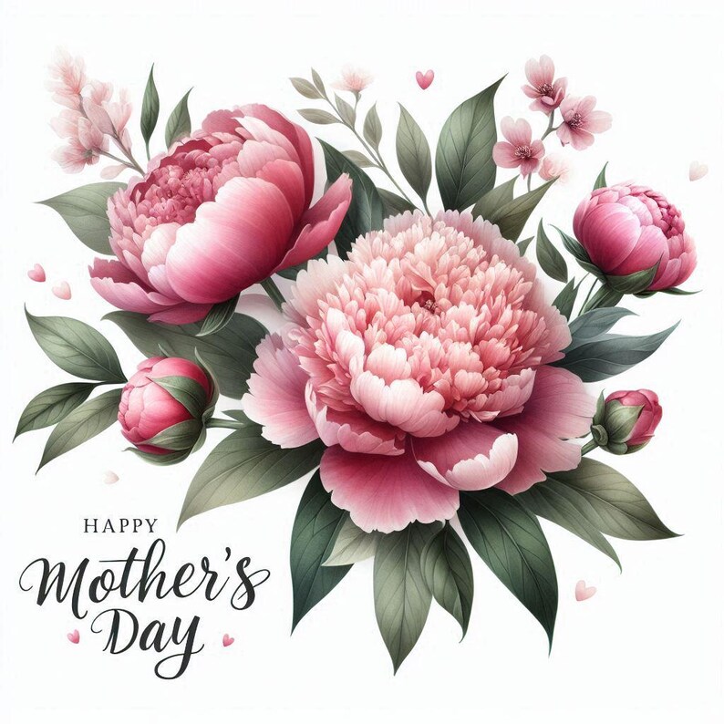 Mother's Day Peony Clipart PNG – Mom Day Peonies Floral Transparent ...