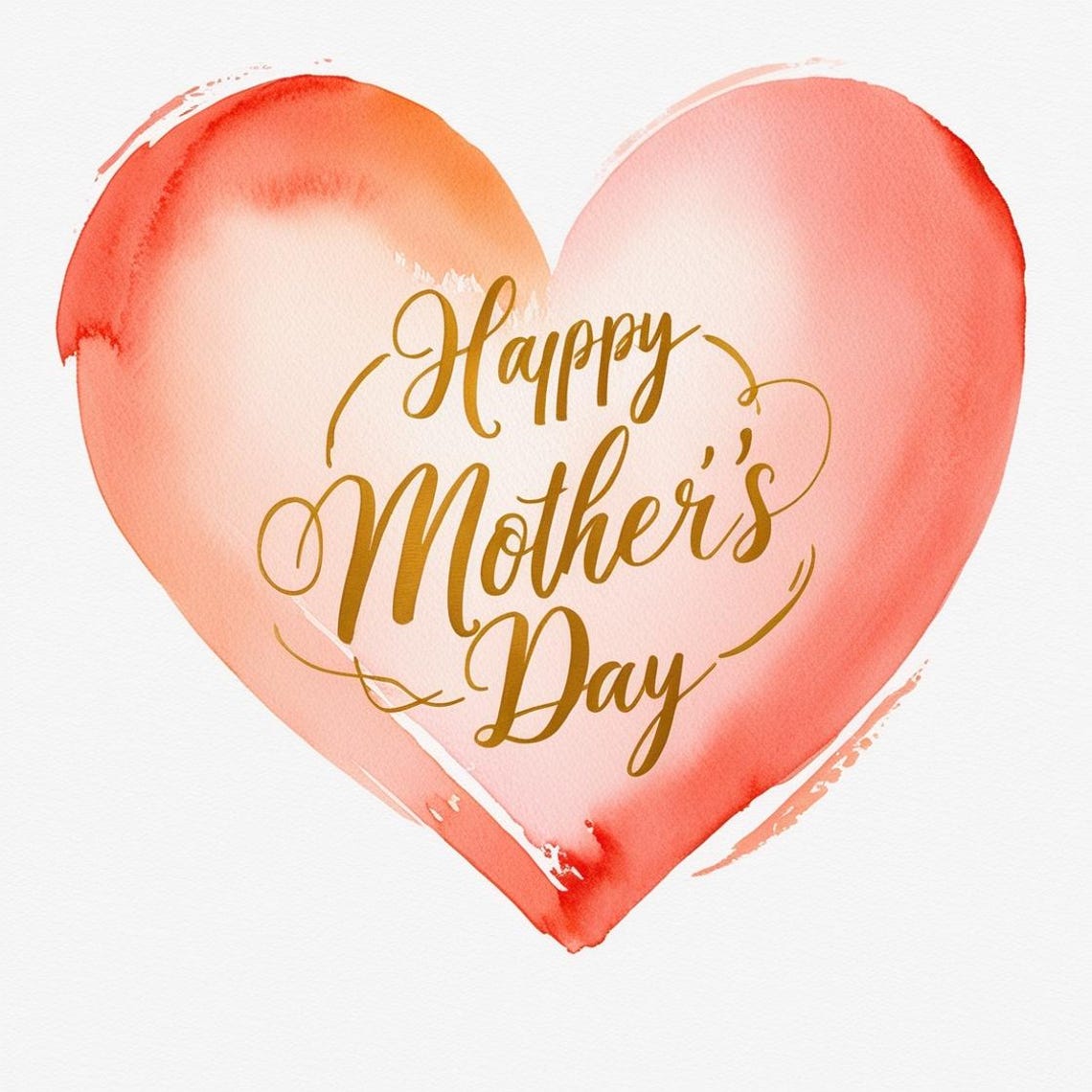 Peach Watercolor Heart Clipart PNG | Mother's Day Digital Download ...