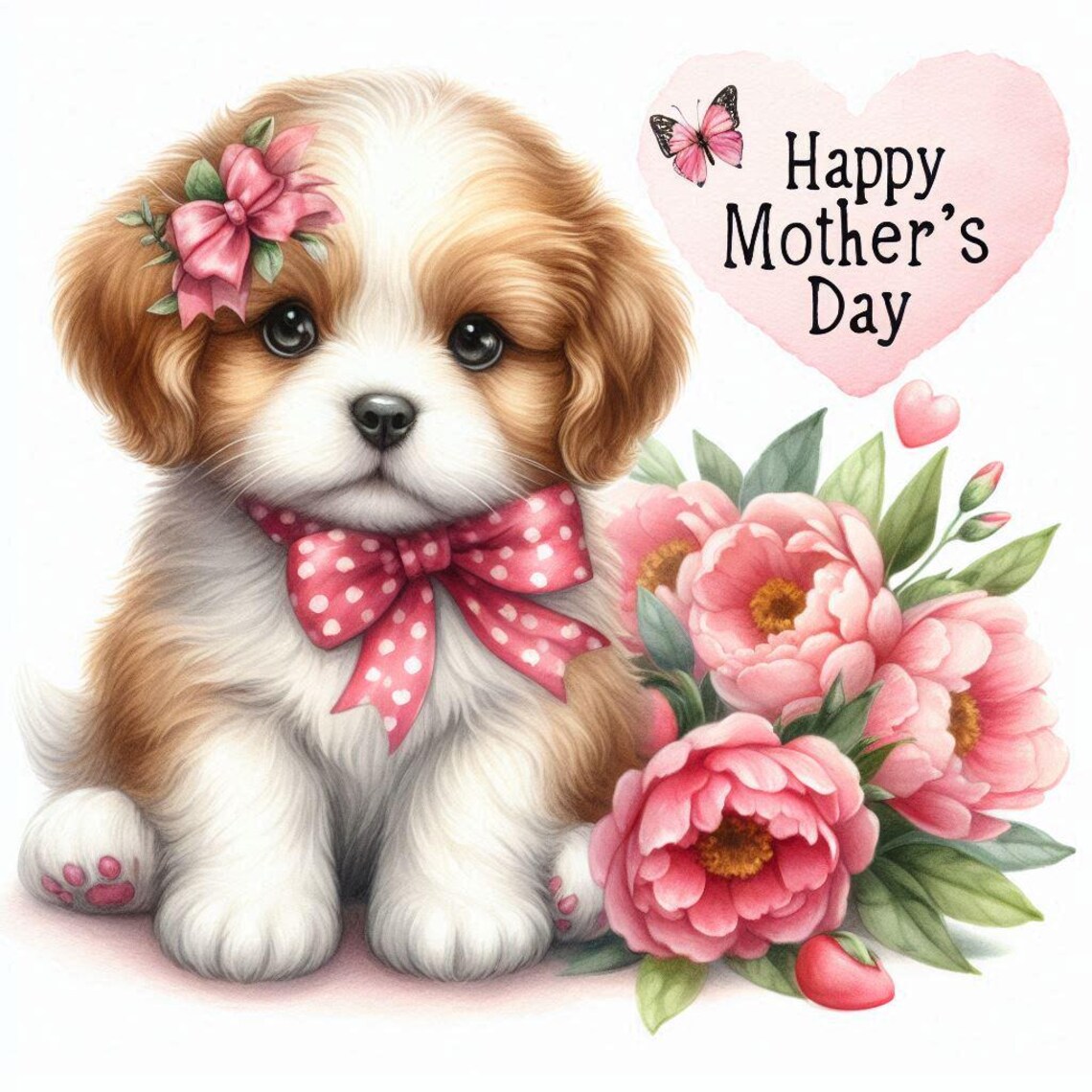 35 Watercolor Mother's Day Animals PNG – Cute Puppy, Rabbit & Cat ...