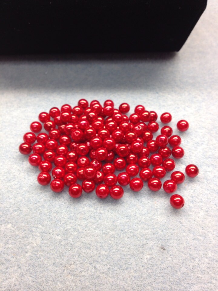 6mm Round Red Glass Pearls - Etsy