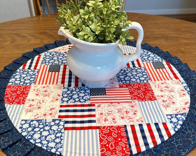 Patriotic Table Topper Handmade 4th of July Home Decor Ready to Ship - Etsy