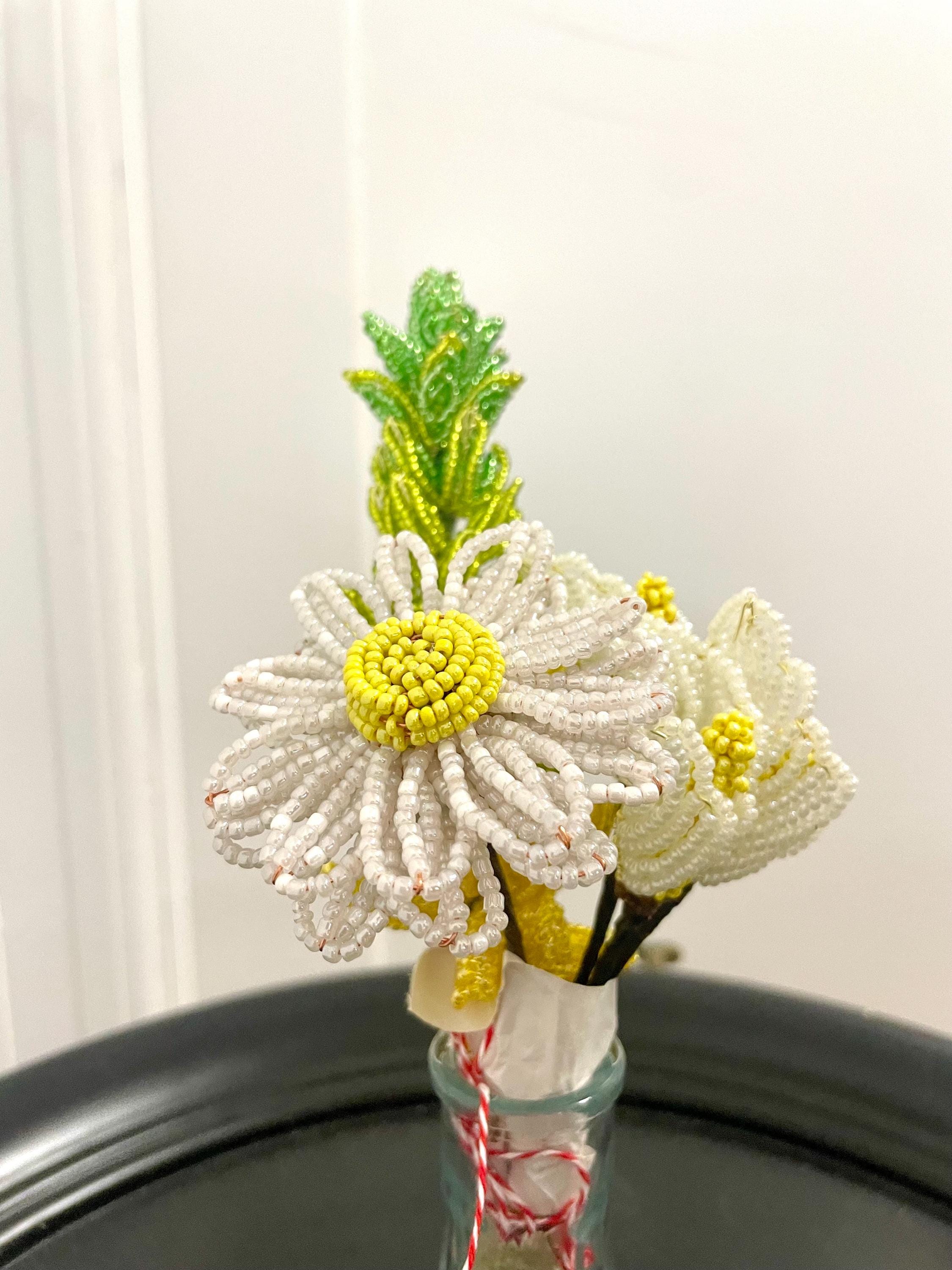 Beaded Bouquet; Daisies, Lupine, Lilies, French Beaded Flowers, Spring ...