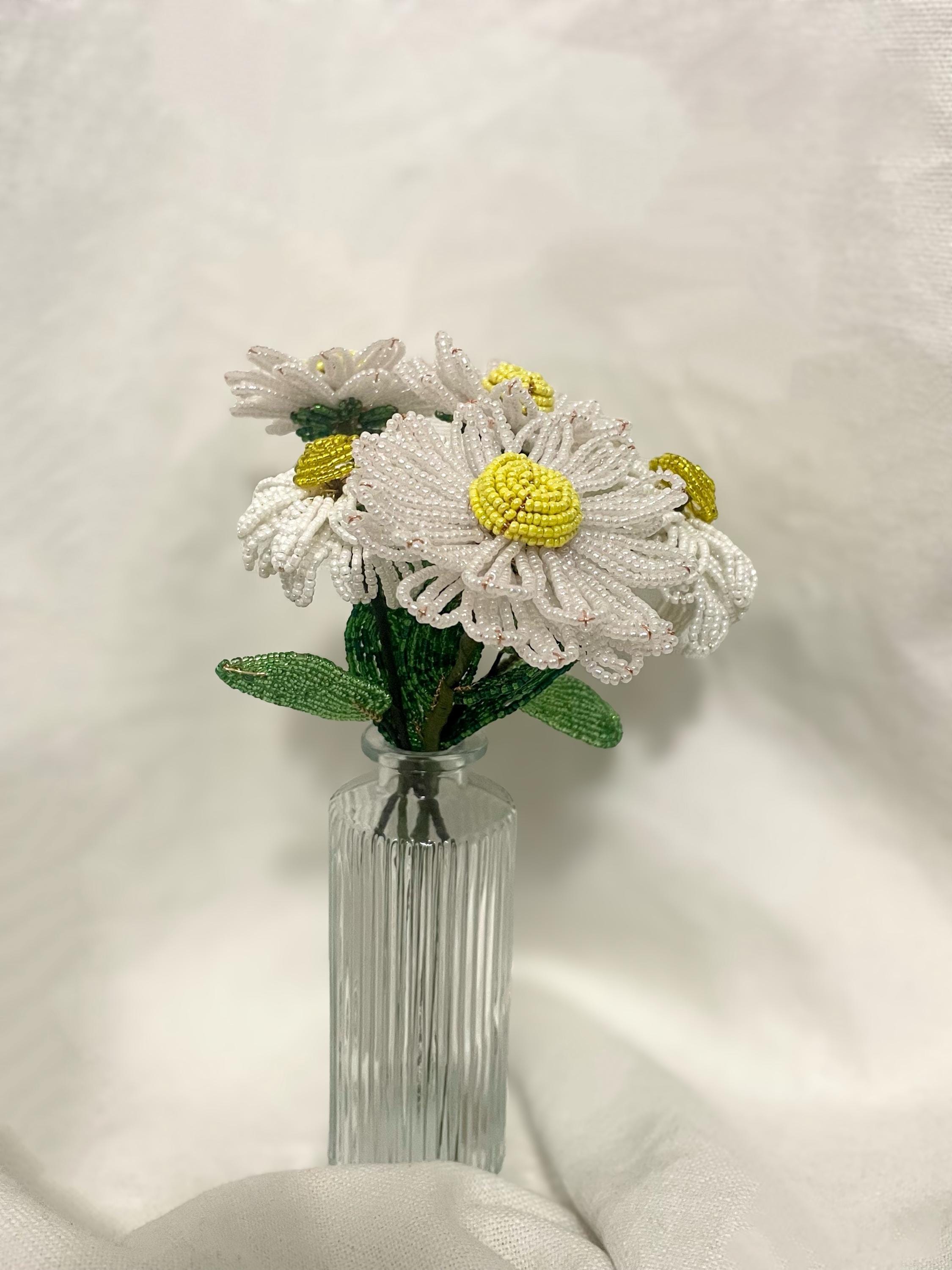 Handmade Beaded Daisy Bouquet, French Beaded Flowers - Etsy