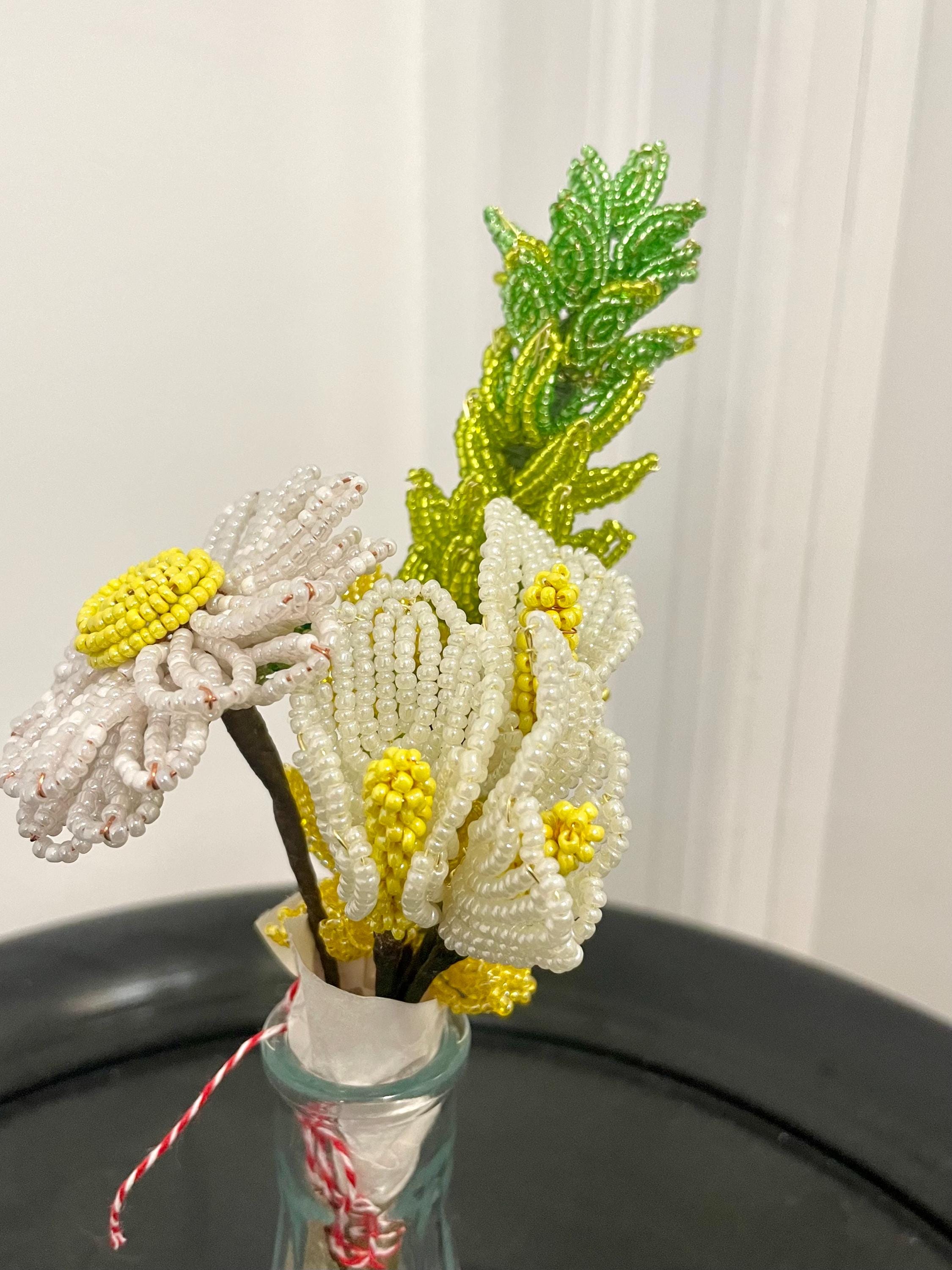 Beaded Bouquet; Daisies, Lupine, Lilies, French Beaded Flowers, Spring ...