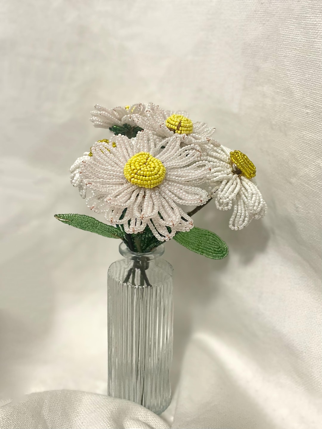 Handmade Beaded Daisy, French Beaded Flowers - Etsy