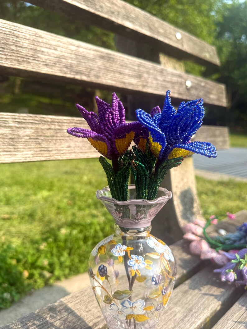 Handmade Beaded Iris, French Beading Technique - Etsy