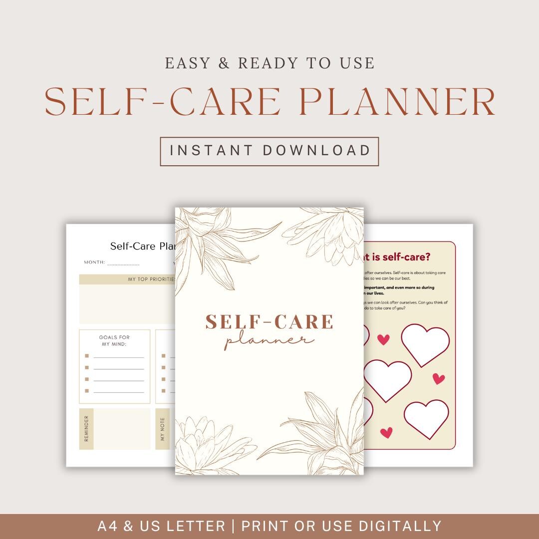 Self-care Planner Printable, Minimal Self-care Workbook, Daily Weekly ...