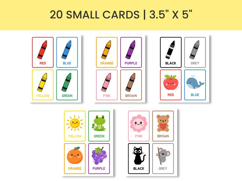 Montessori Color Flashcards for Toddlers, Printable Colors Learning ...