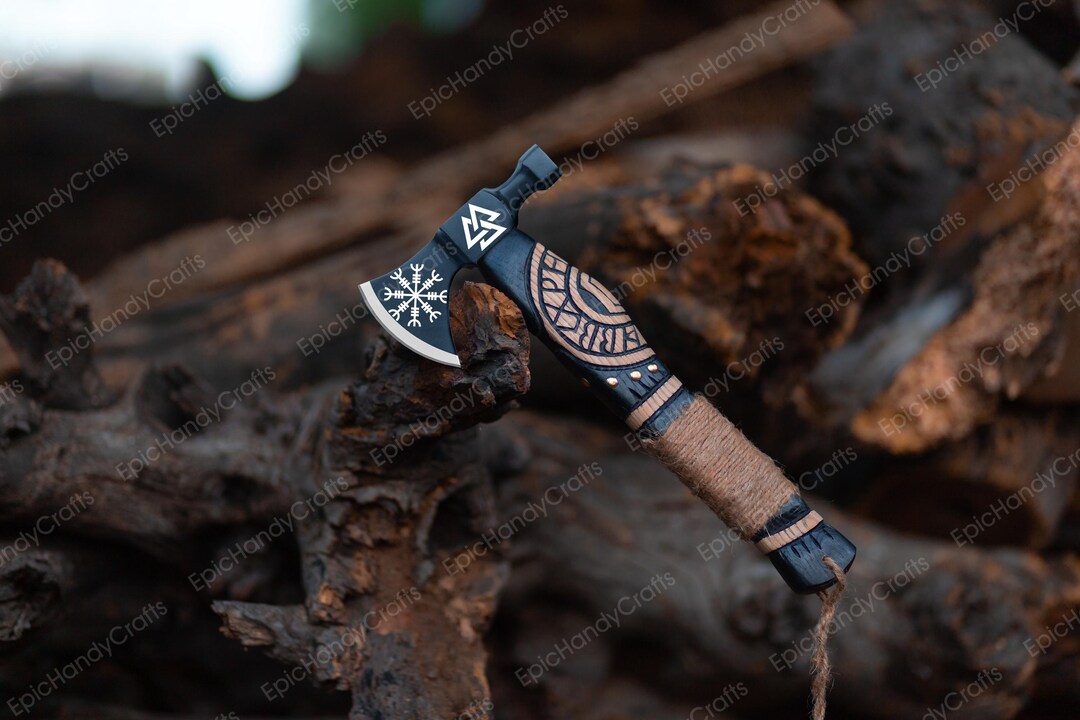 Forged Viking Bearded Axe: Rosewood Handle, Leather Sheath - Etsy