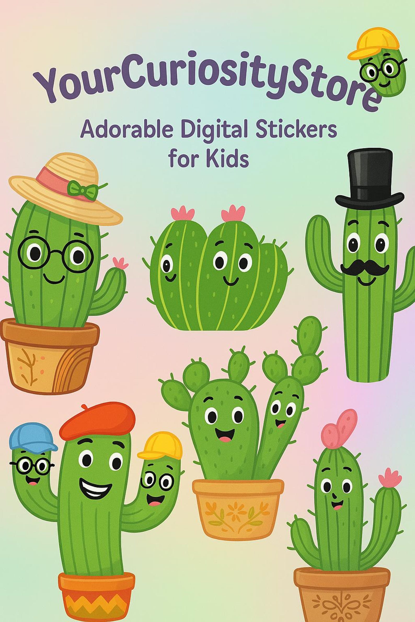 Cactus Sticker Set – Aesthetic Plant Digital Stickers for Planners ...