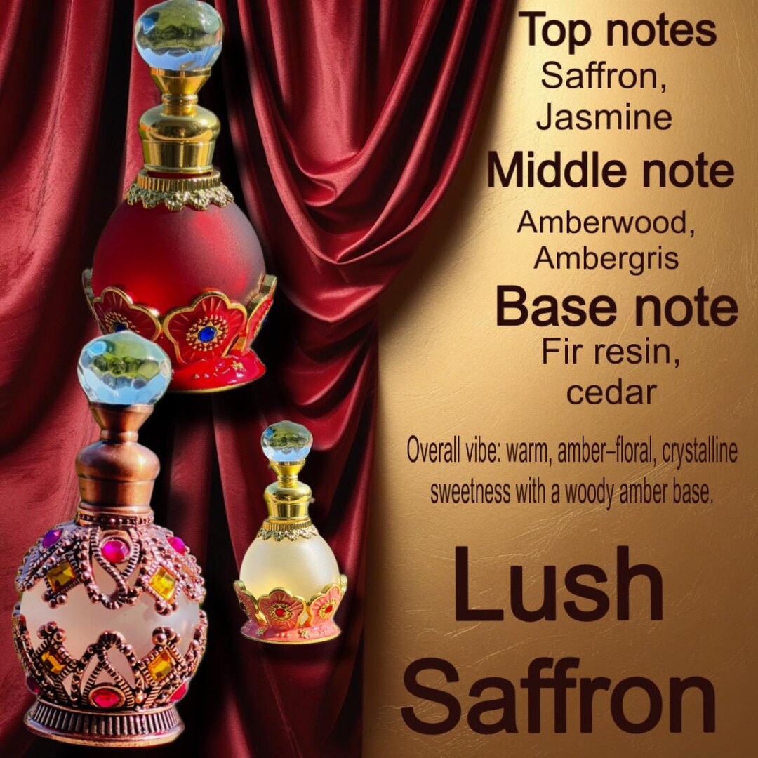 Lush Saffron Perfume Oil | Amber Floral Fragrance | 15ml Arab Ornate ...