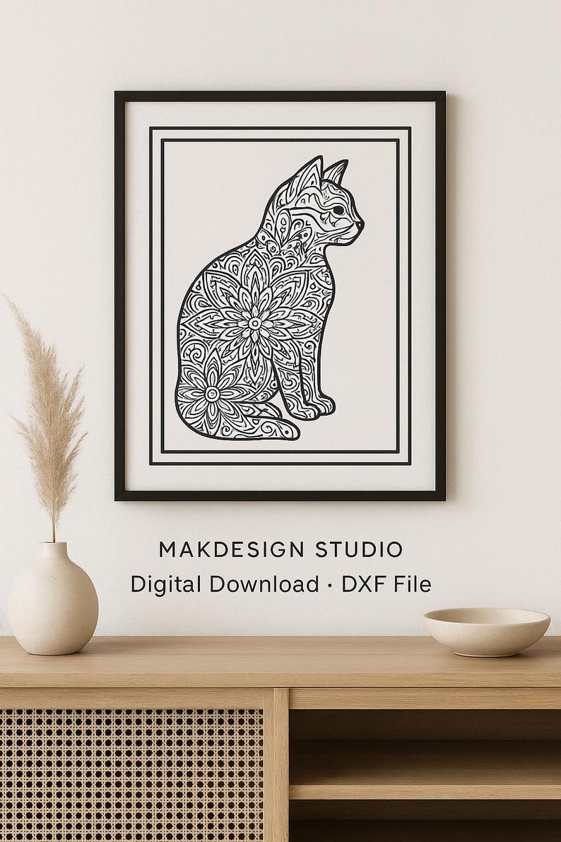 Mandala Cat Laser Cut File | SVG DXF CNC Pattern | Digital Download - Etsy