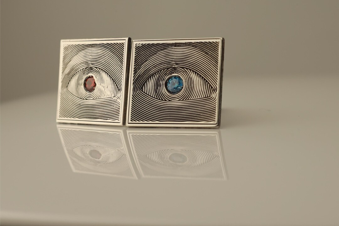 Birthstone Eye Cufflink, Personalized Cufflinks, Red Stone Gift, Groom ...