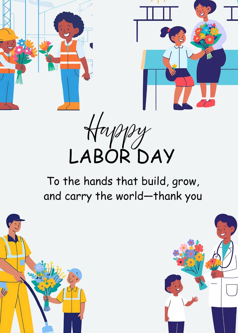 Printable Labor Day Cards | Instant Download | Celebrate Workers | Kids ...