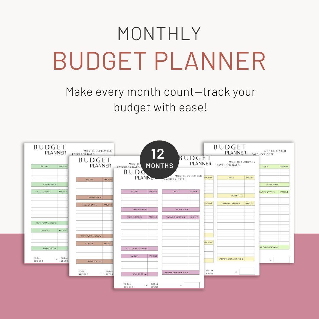 Monthly Budget Planner Printable , Expense Tracker, Income Expense ...