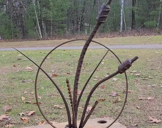 Cattail Grassy Meadow Field Outdoor Rustic Yard Garden Art Reclaimed ...