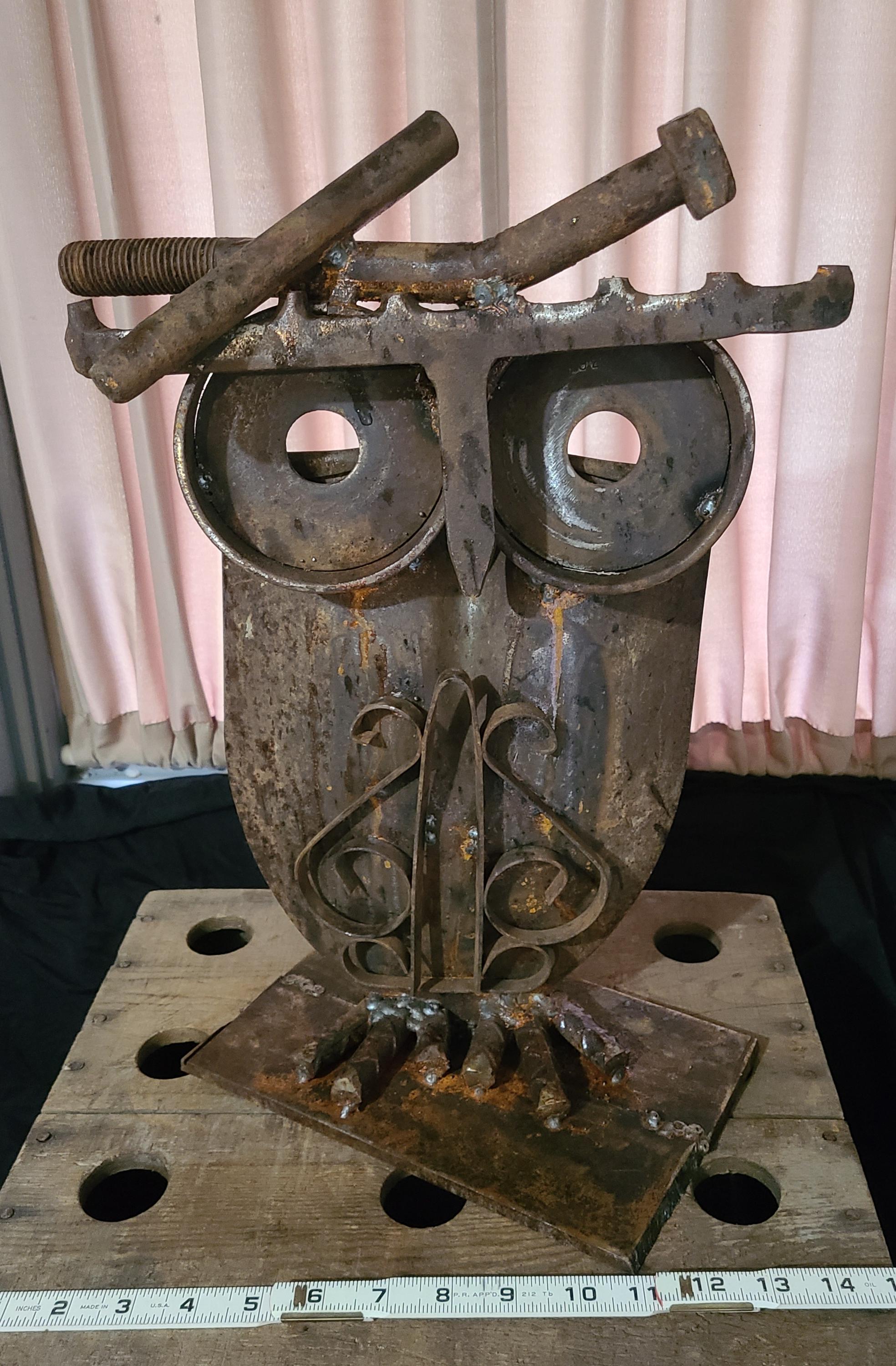 Owls Rusty Metal Art Shovel Horseshoe Owl Whoot Hoot Rustic Yard Garden ...