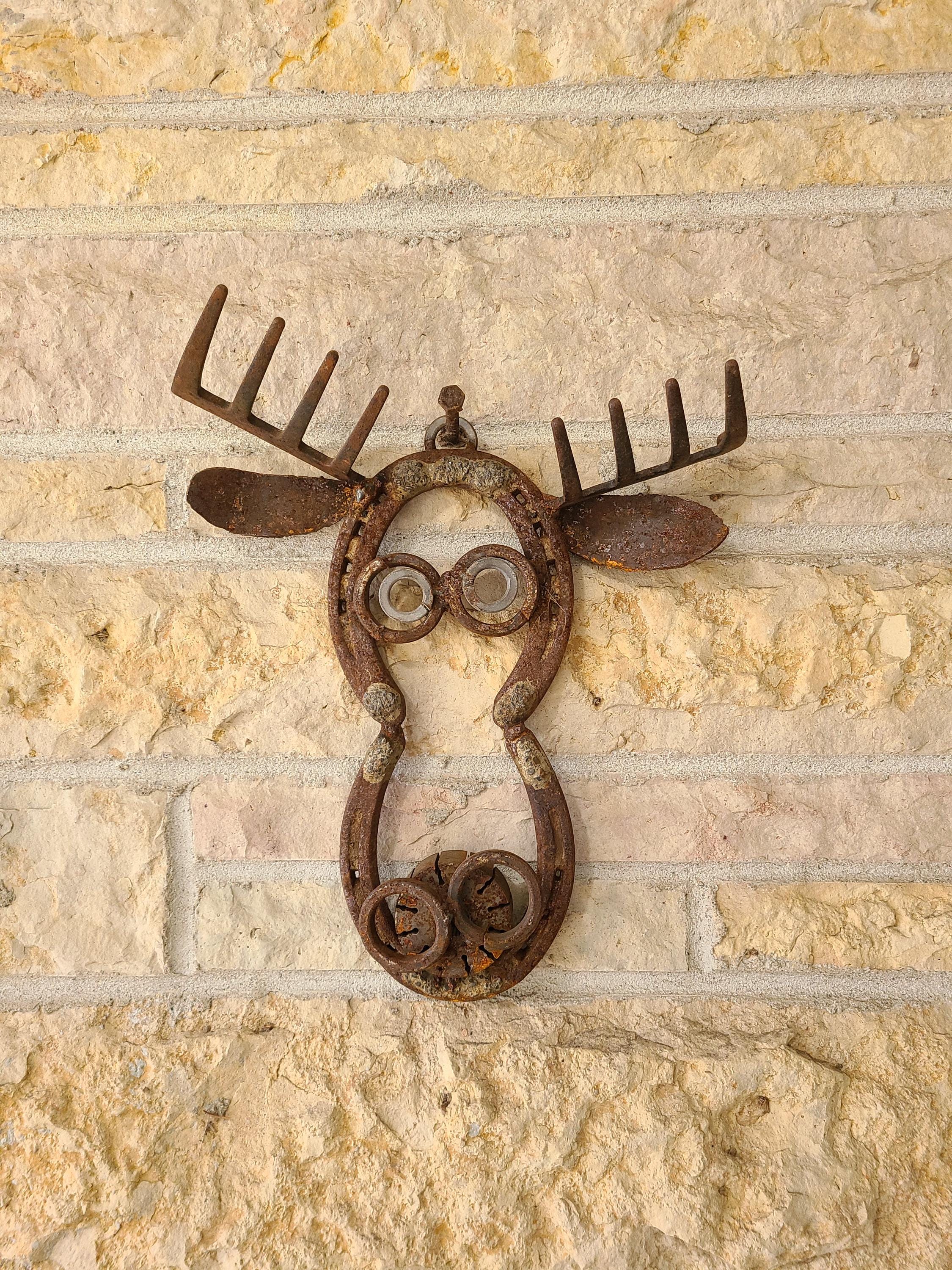 Owls Rusty Metal Art Shovel Horseshoe Owl Whoot Hoot Rustic Yard Garden ...
