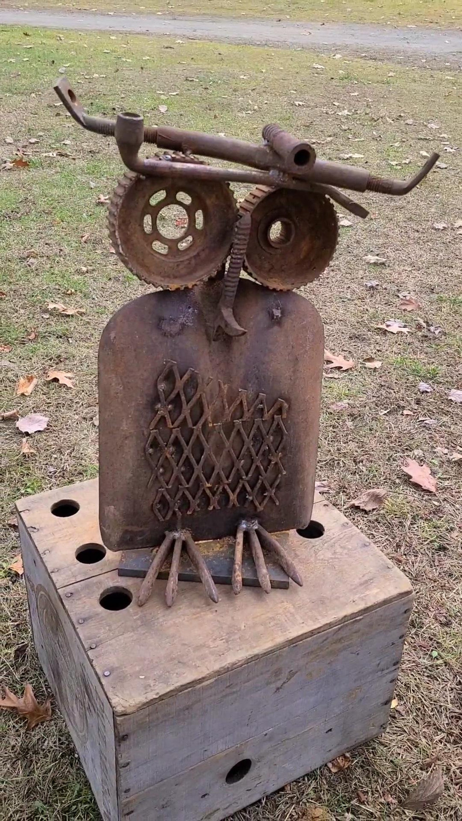 Owls Rusty Metal Art Shovel Horseshoe Owl Whoot Hoot Rustic Yard Garden ...