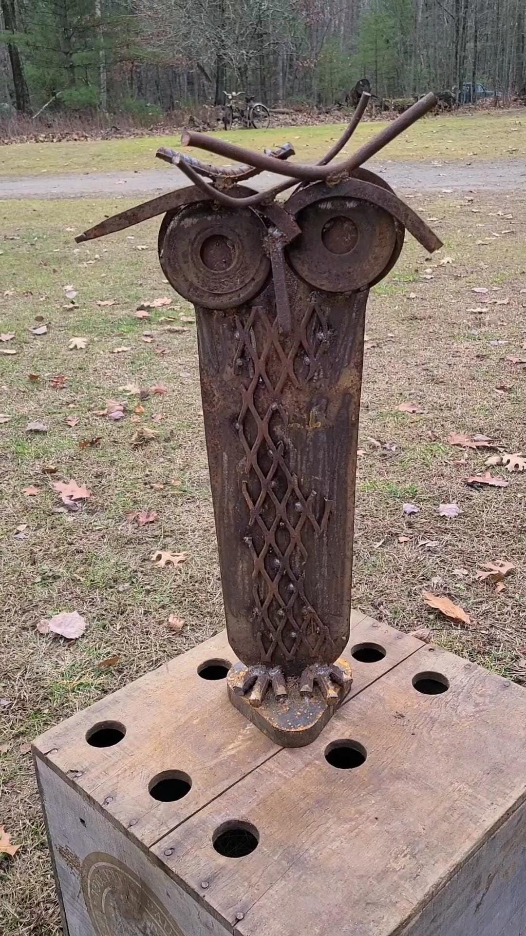 Owls Rusty Metal Art Shovel Horseshoe Owl Whoot Hoot Rustic Yard Garden ...
