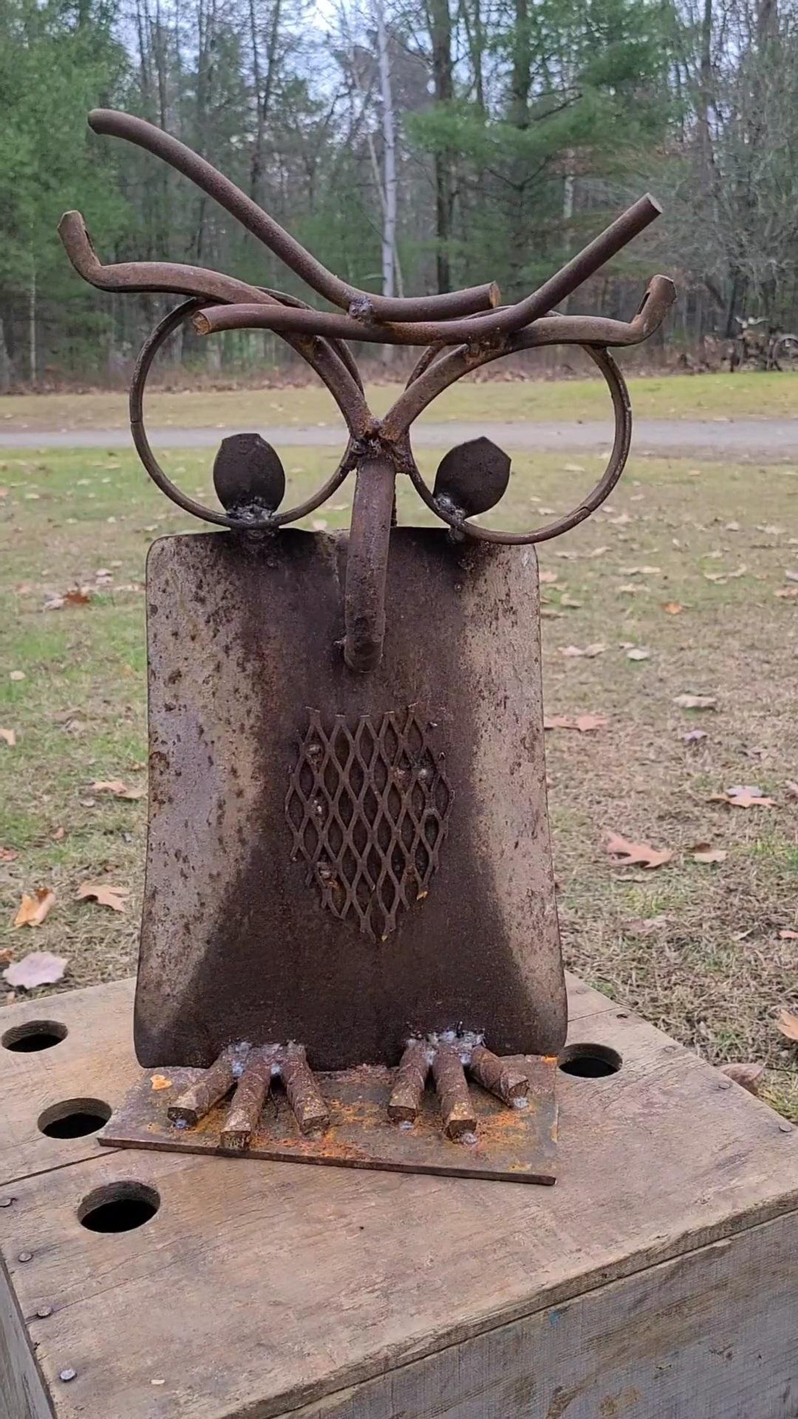 Owls Rusty Metal Art Shovel Horseshoe Owl Whoot Hoot Rustic Yard Garden ...
