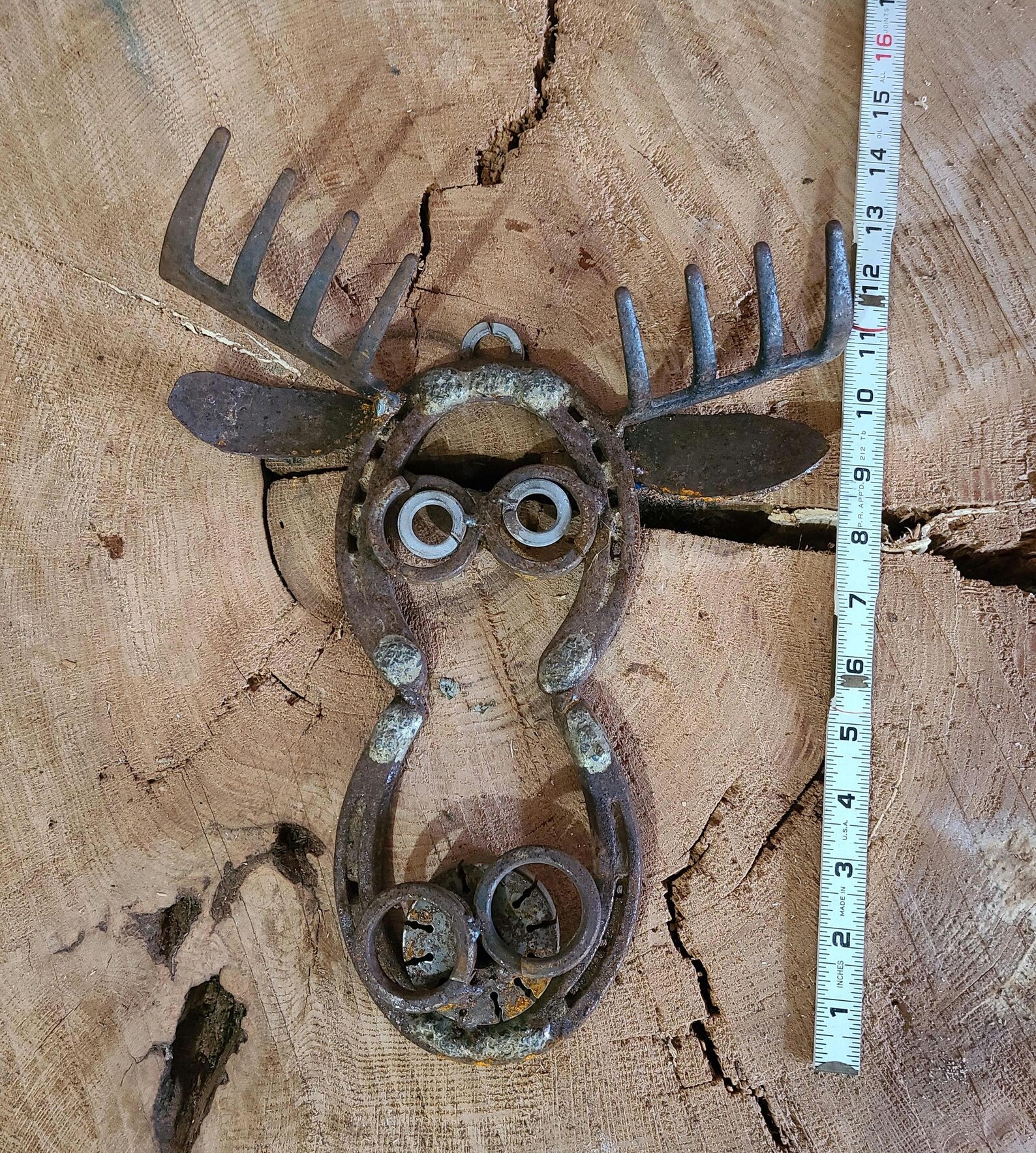 Owls Rusty Metal Art Shovel Horseshoe Owl Whoot Hoot Rustic Yard Garden ...