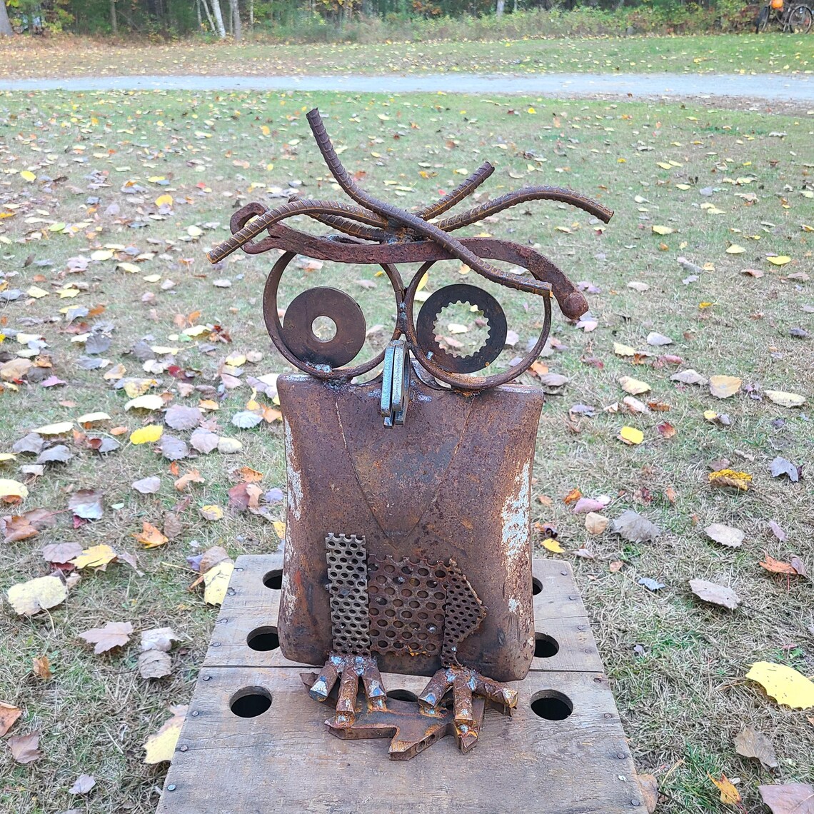 Owls Rusty Metal Art Shovel Horseshoe Owl Whoot Hoot Rustic Yard Garden ...