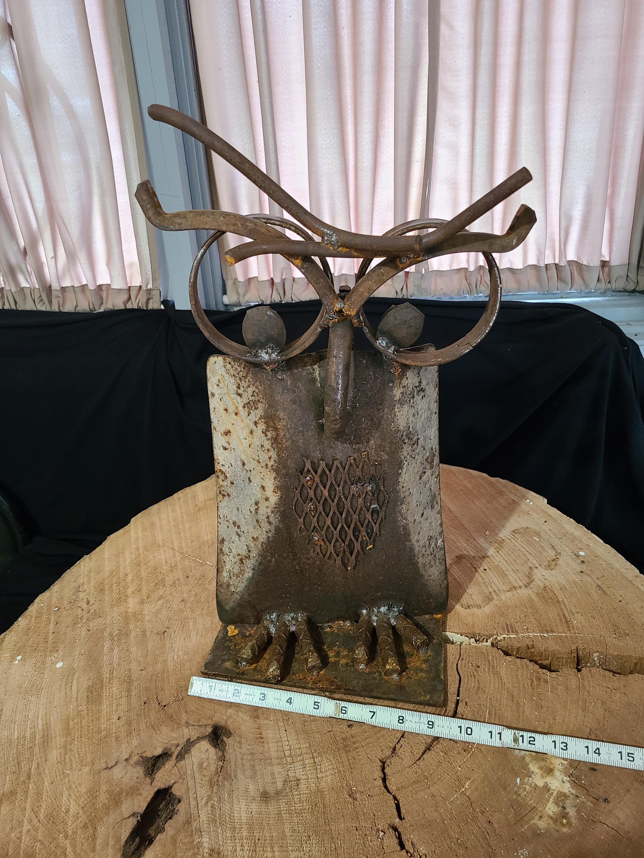 Owls Rusty Metal Art Shovel Horseshoe Owl Whoot Hoot Rustic Yard Garden ...