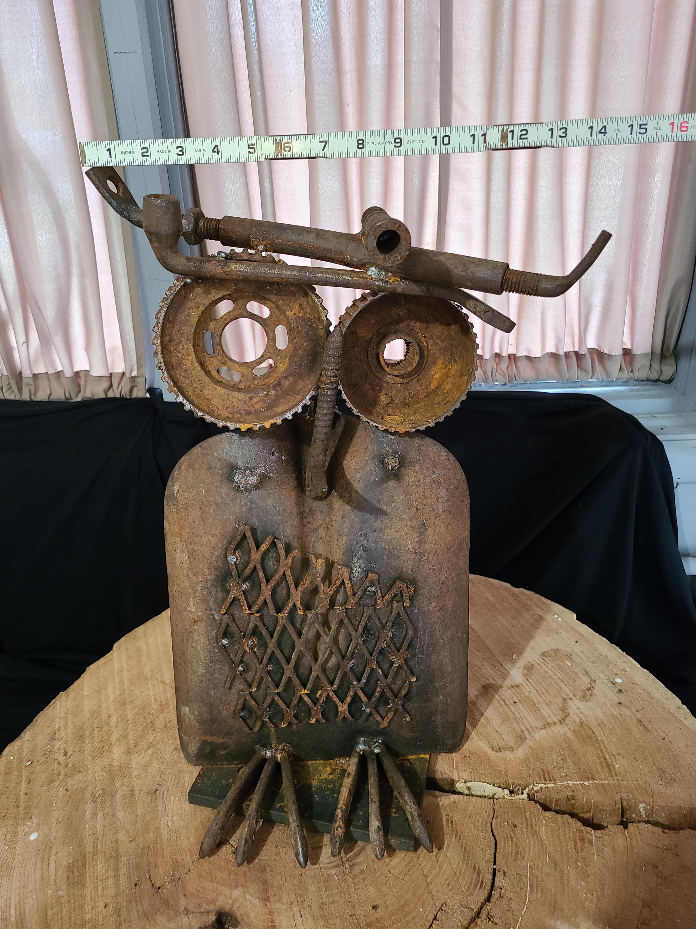 Owls Rusty Metal Art Shovel Horseshoe Owl Whoot Hoot Rustic Yard Garden ...