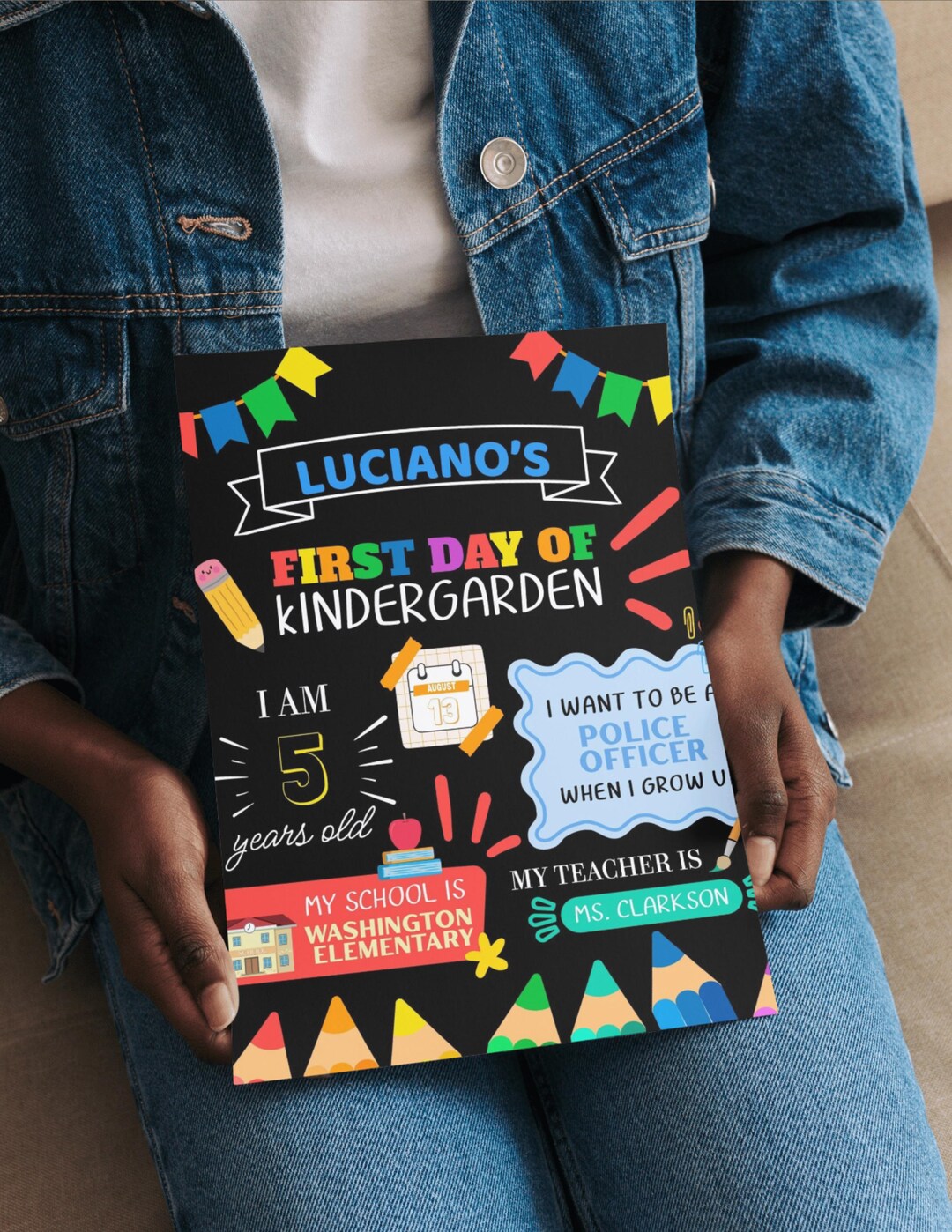 Editable Back to School Template, Printable First Day Sign, Canva ...