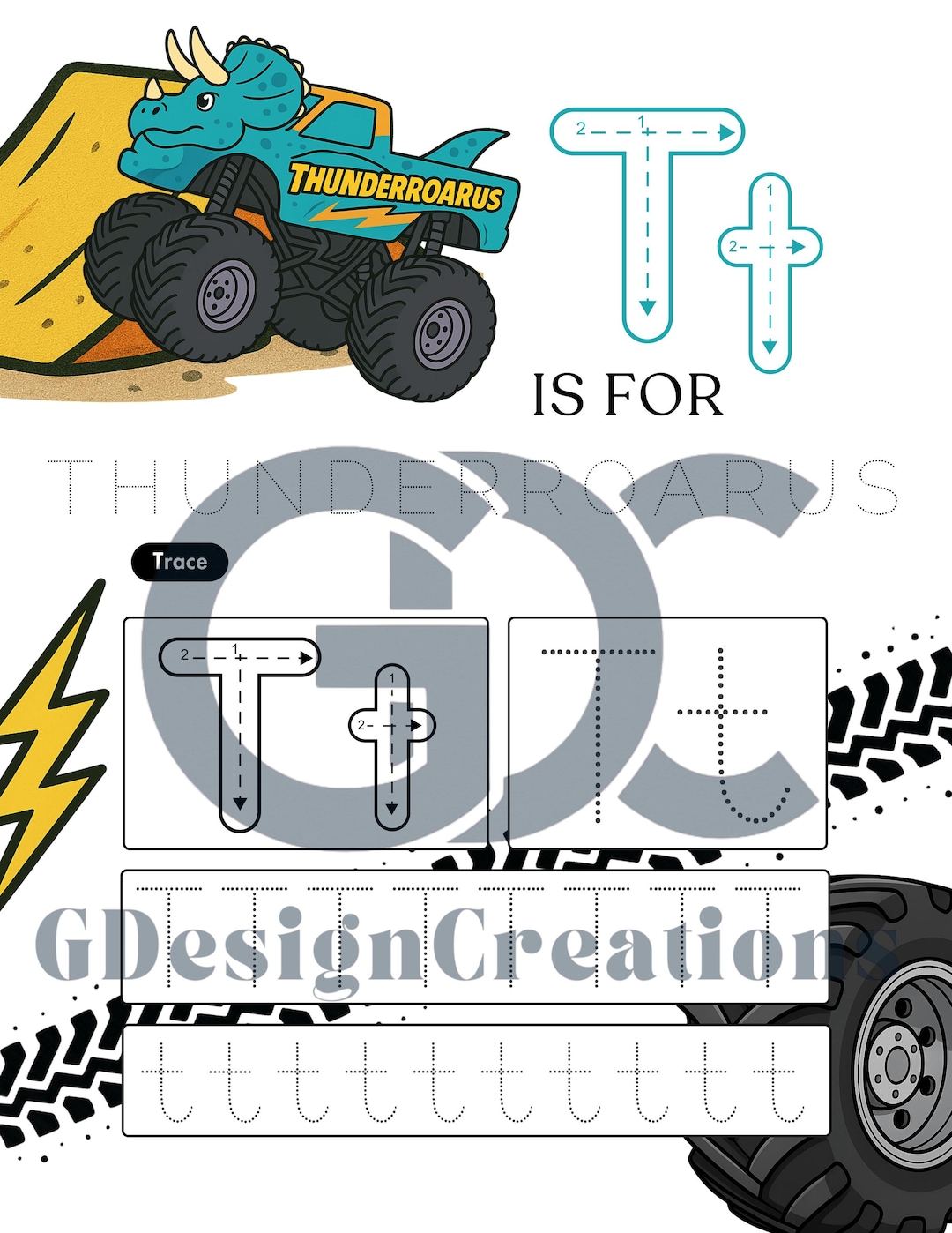 Monster Truck Alphabet Tracing Worksheets: ABC Learning Printables (PDF ...