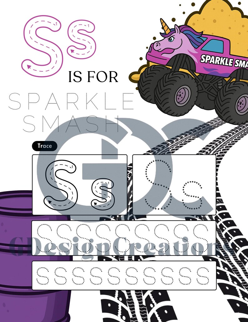 Monster Truck Alphabet Tracing Worksheets: ABC Learning Printables (PDF ...
