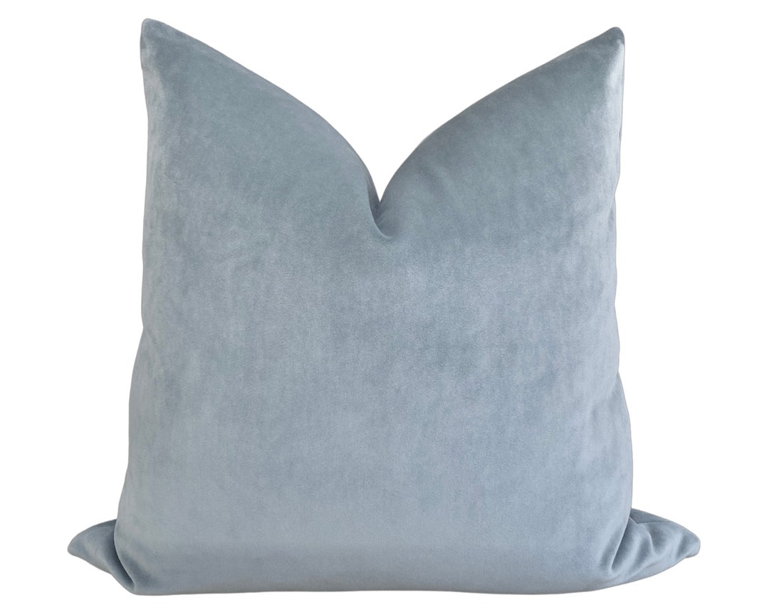 Dusty Blue Velvet Pillow Cover - Light Blue Throw Cushion - Decorative ...